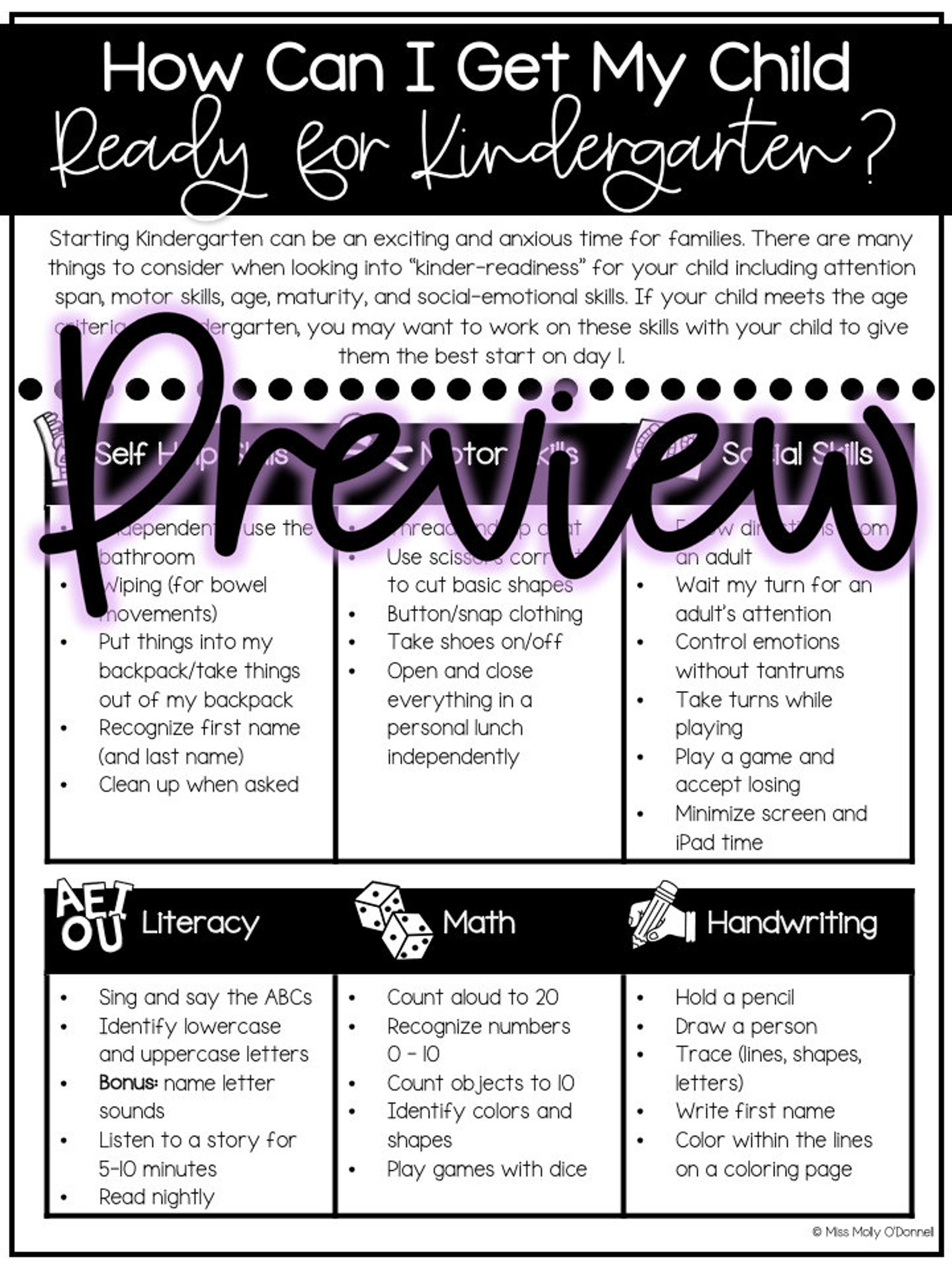 Kindergarten Readiness Checklist, Kindergarten Assessments, Ready for ...