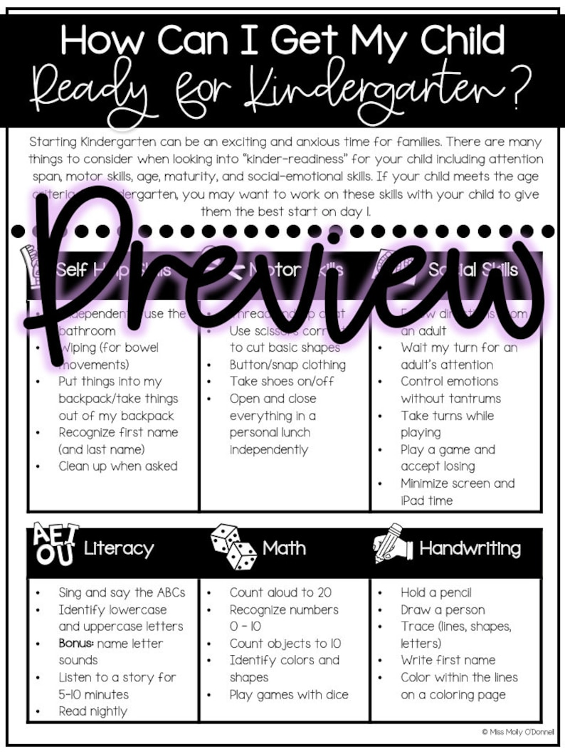 Kindergarten Readiness Checklist, Kindergarten Assessments, Ready for ...