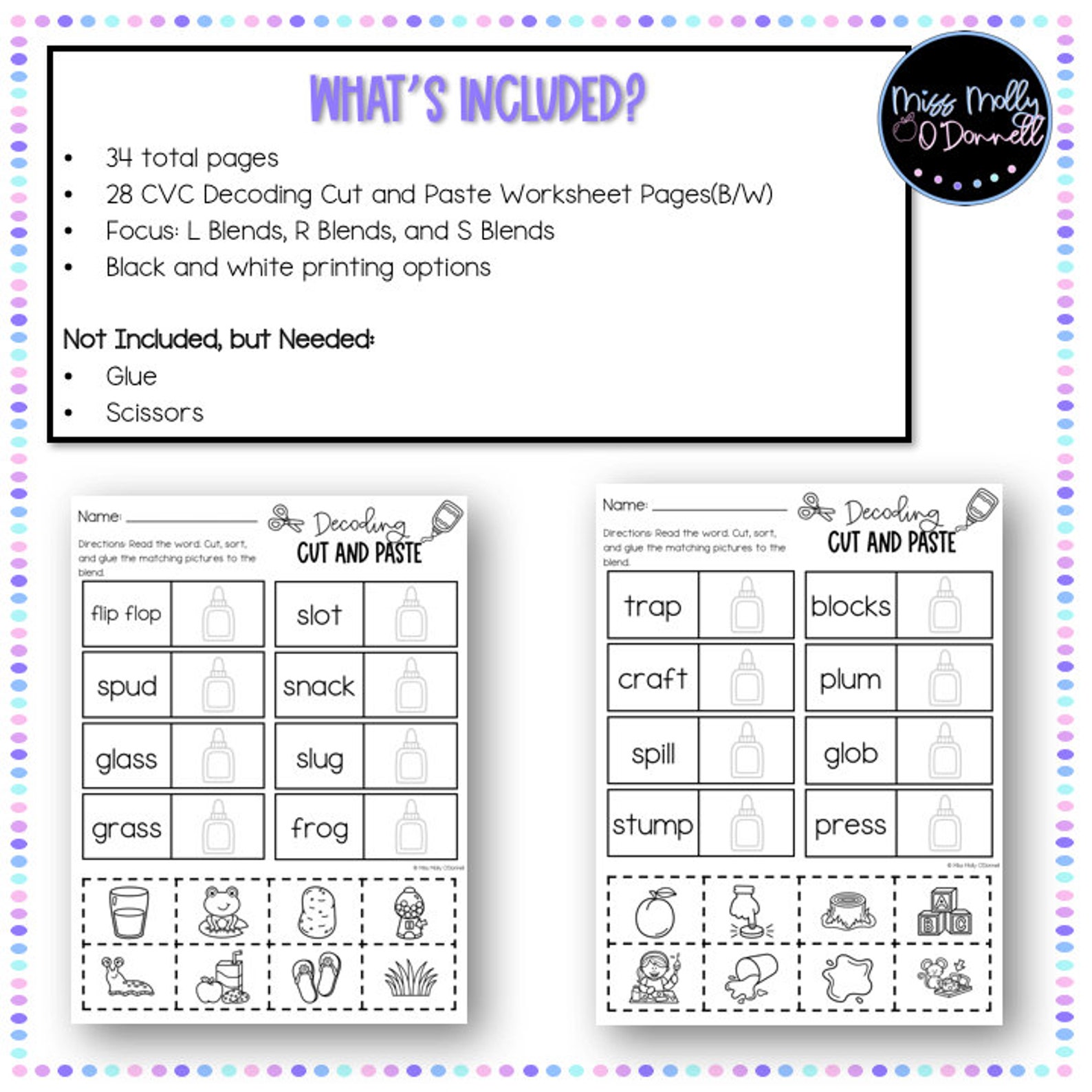 Phonics Blends Reading Worksheet for Kindergarten Reading Printable for ...