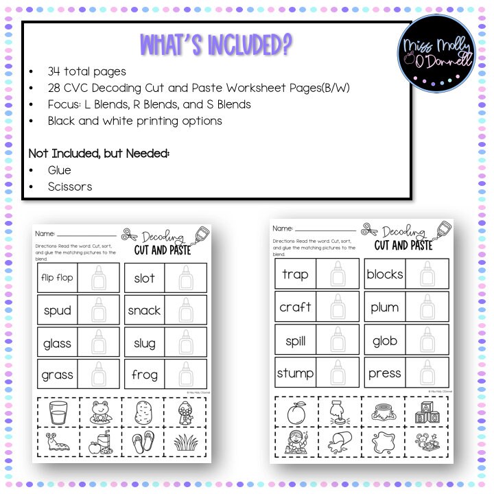 Phonics Blends Reading Worksheet for Kindergarten Reading Printable for ...