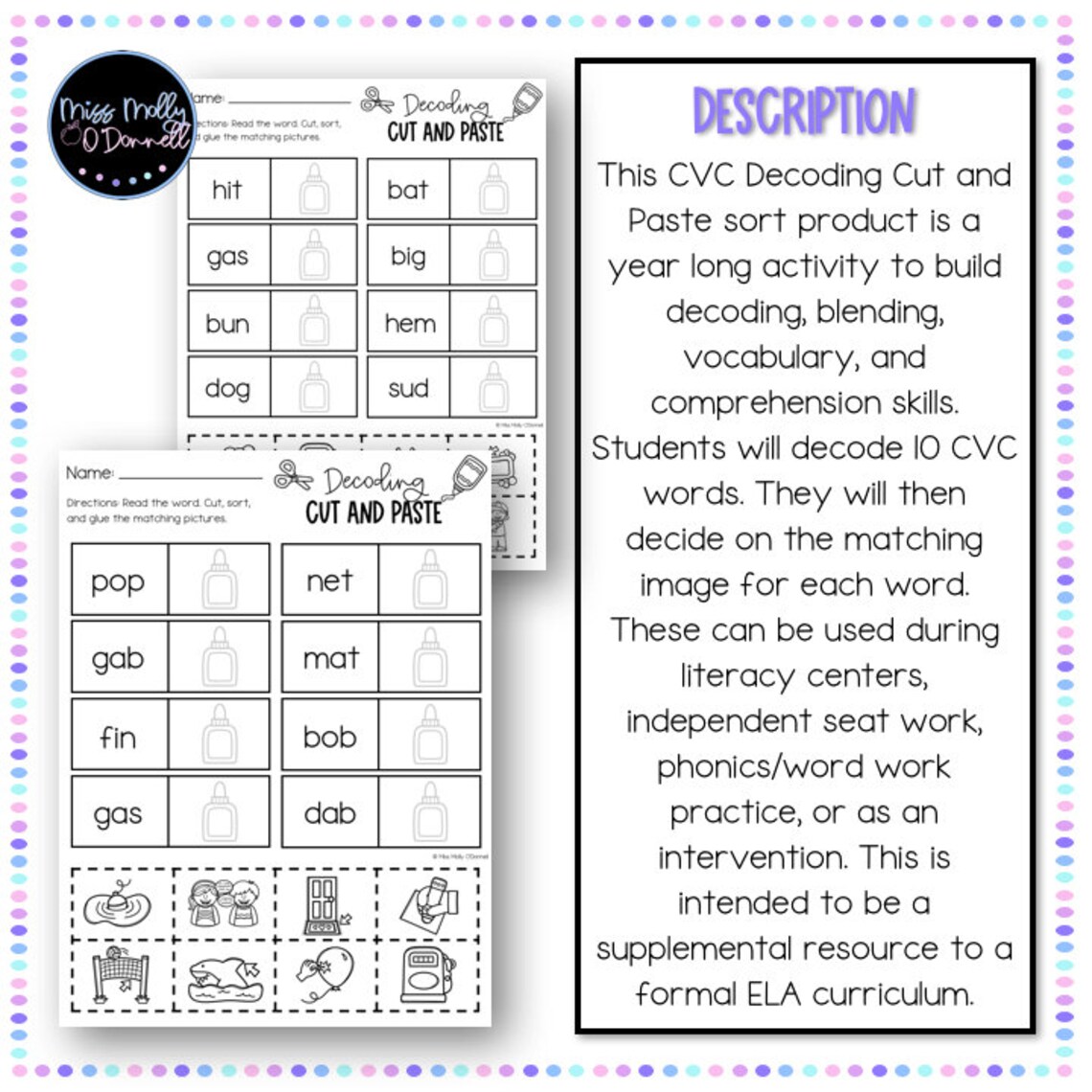 CVC Decoding Worksheet for Kindergarten Phonics - Etsy