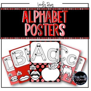 Black and Red Ladybug Classroom Decor, Kindergarten Alphabet Posters ...