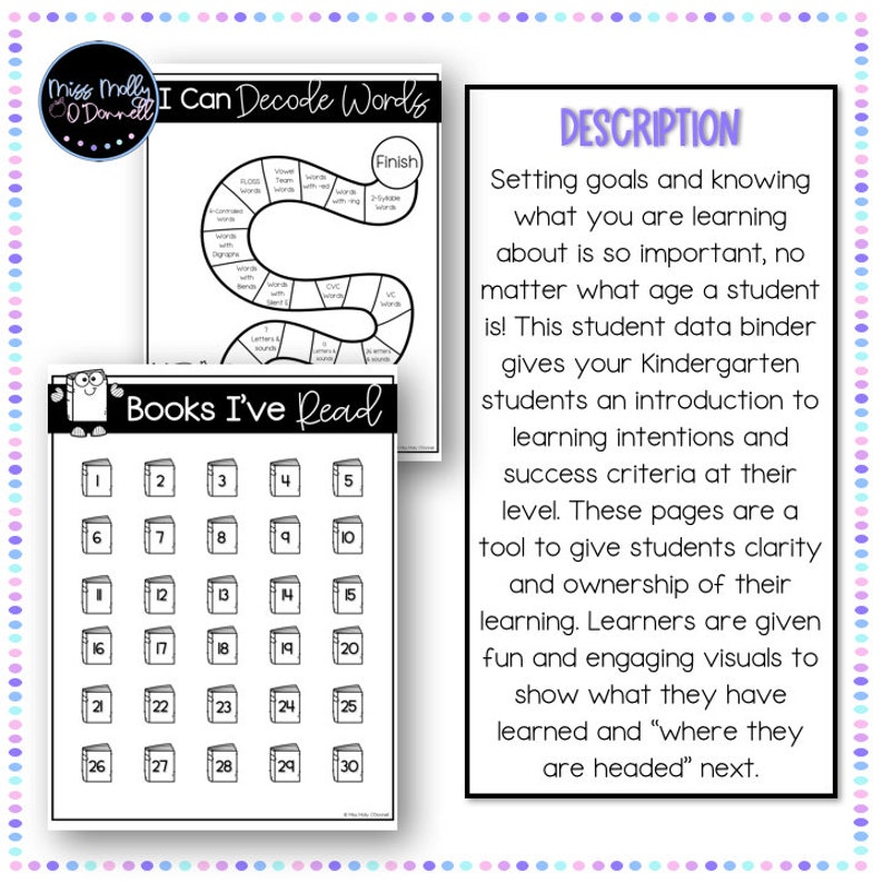 Kindergarten Student Goal Tracker Sheets, Kindergarten Homeschool ...