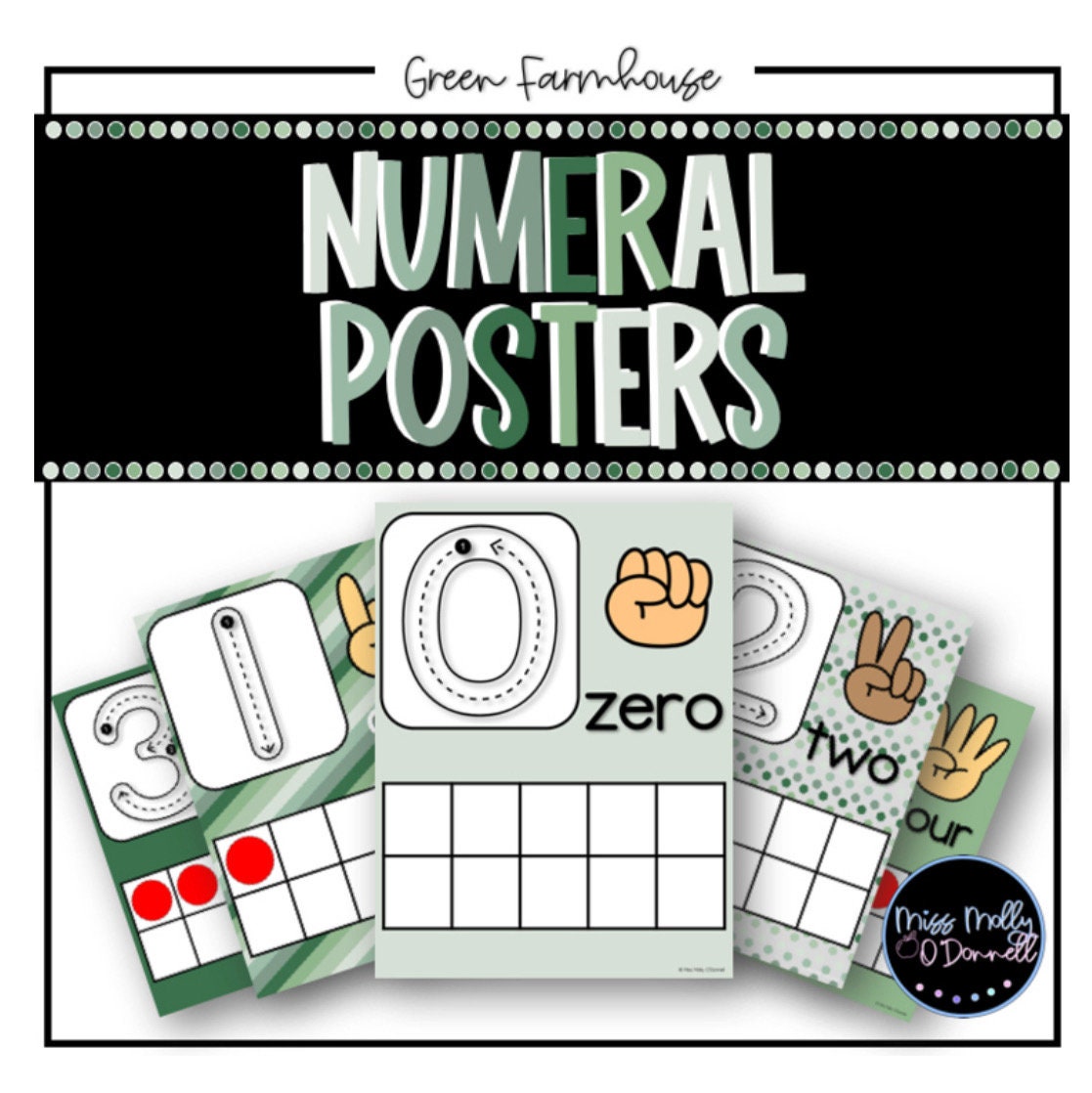 Ten Frame Number Poster 0-20: Eucalyptus Classroom Decor, Green ...