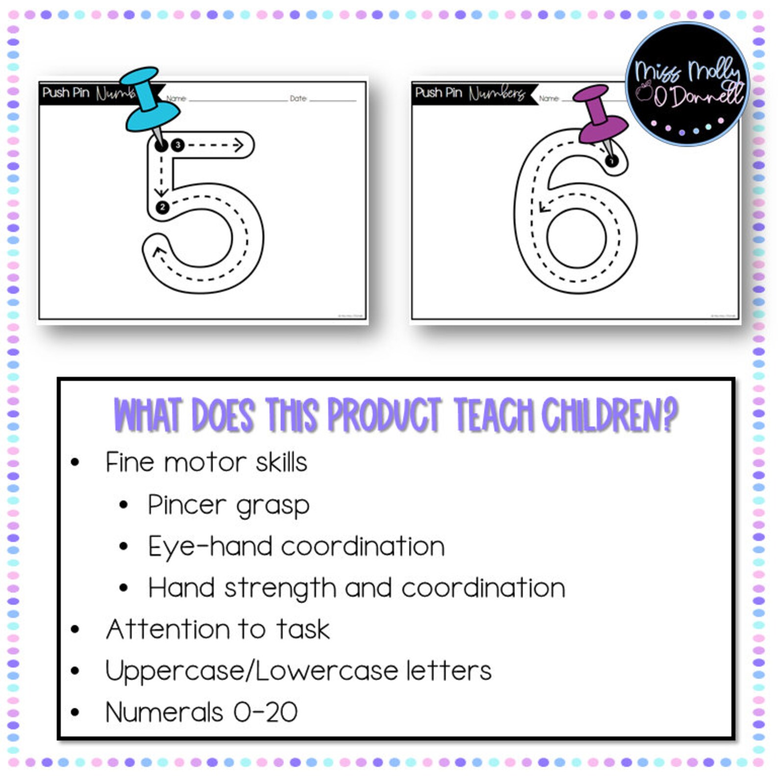 Preschool Fine Motor Worksheet, Kindergarten Push Pin Alphabet Tracing ...