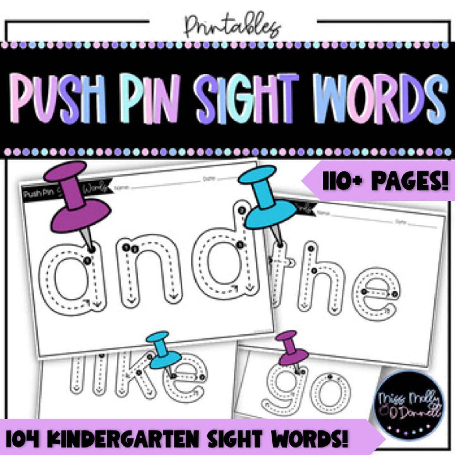 Kindergarten Fine Motor Worksheet 1st Grade Push Pin Sight Word Tracing ...