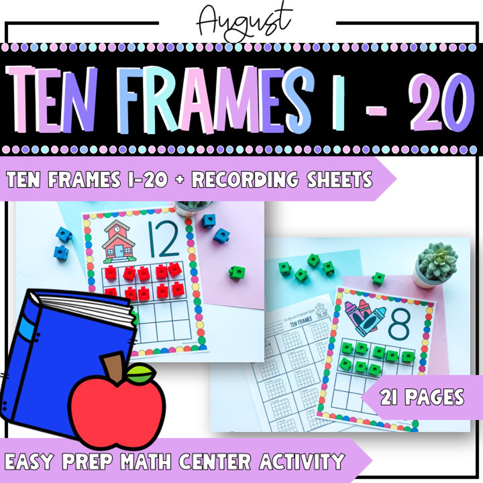 Math Ten Frame for Kindergarten Math Center Kindergarten Back to School ...