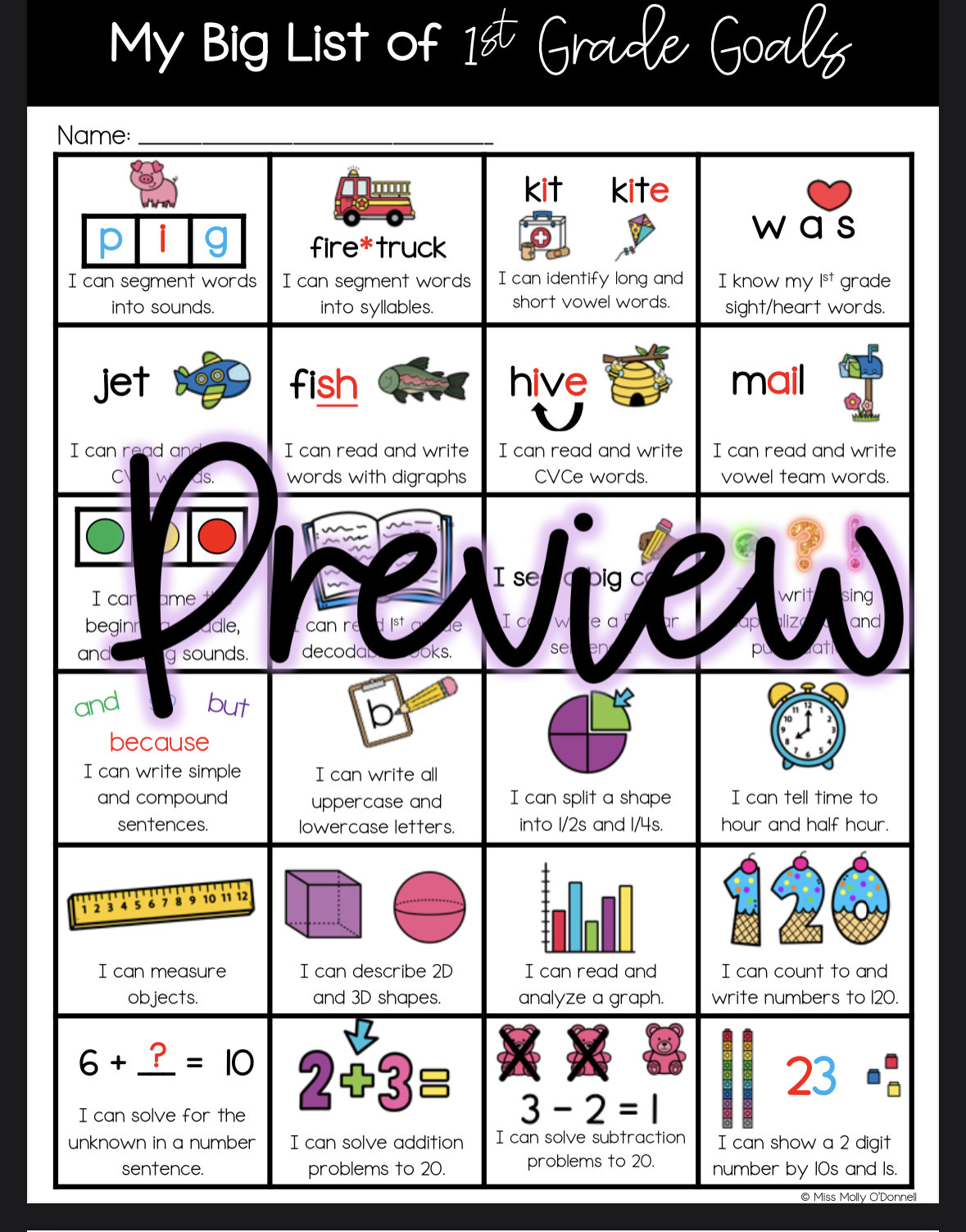First Grade Assessment, Student Data Tracking Binder, 1st Grade Binder ...