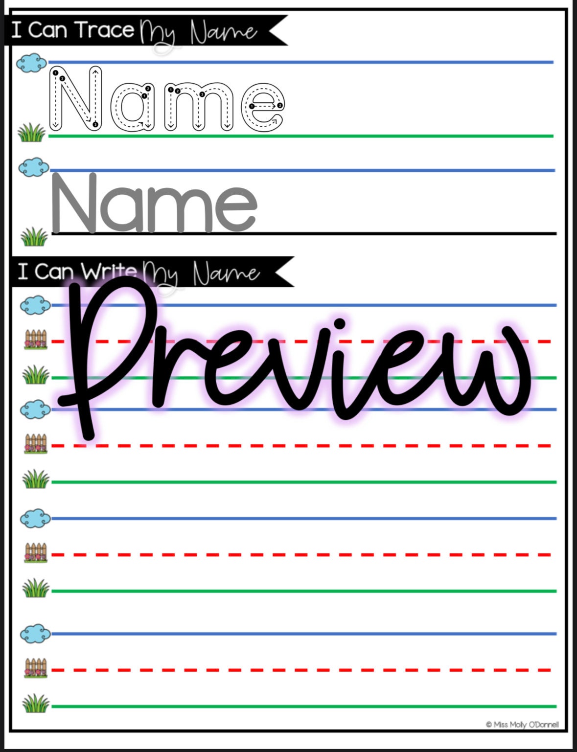 Kindergarten Name Writing Practice Sheet, Editable Preschool Writing ...