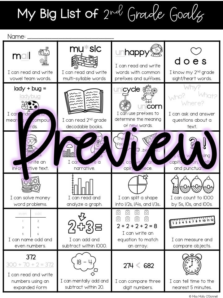 Second Grade Assessment, Data Tracking, Student Data Binder, Success ...