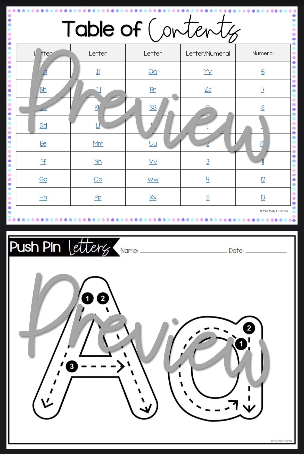Preschool Fine Motor Worksheet, Kindergarten Push Pin Alphabet Tracing ...