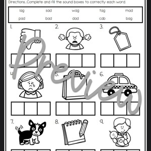 CVC Elkonin Box Printables for Kindergarten, CVC Word Mapping Worksheet ...