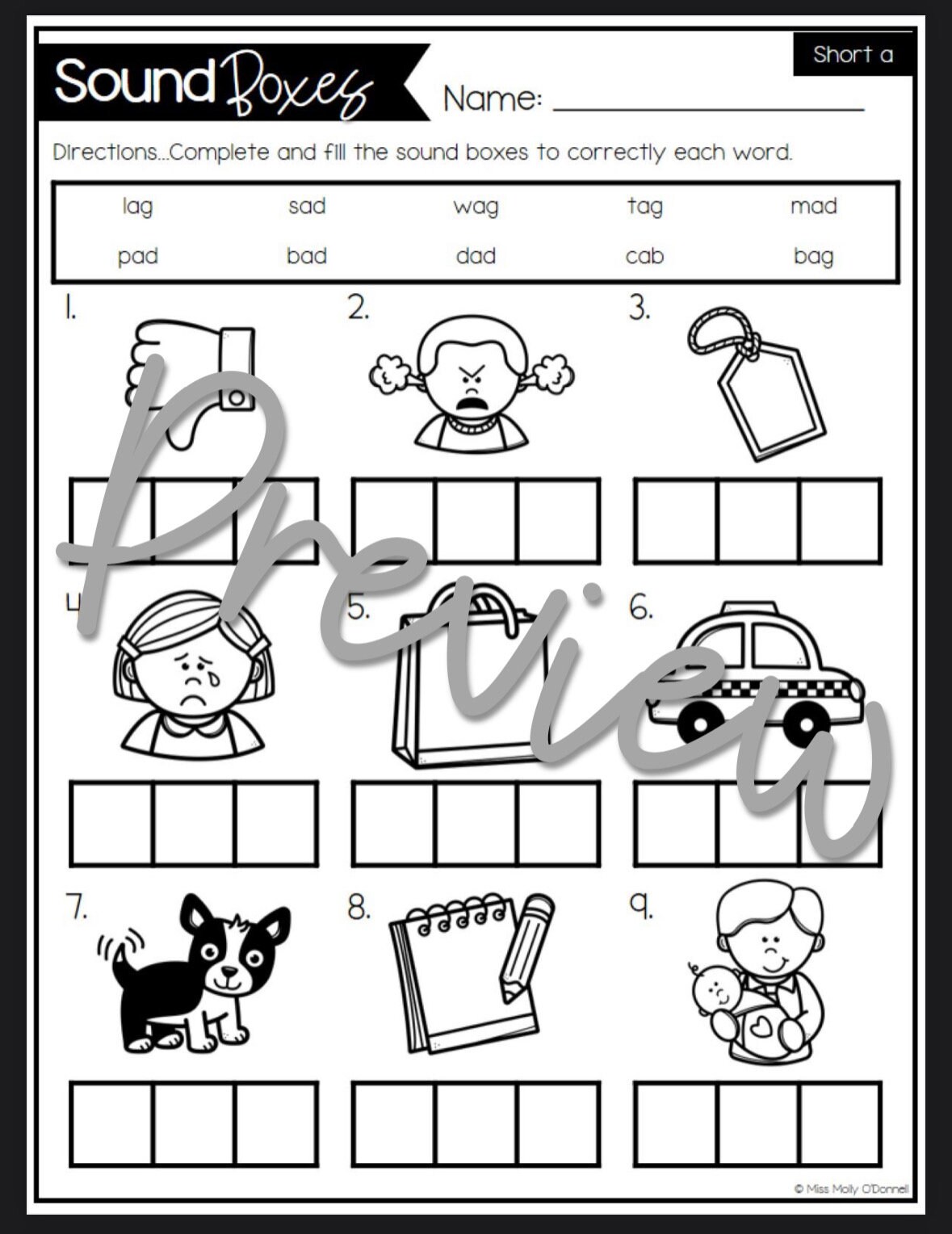 CVC Elkonin Box Printables for Kindergarten, CVC Word Mapping Worksheet ...