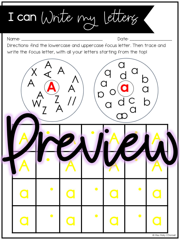 Alphabet Handwriting Printables for Preschool Alphabet Letter ...