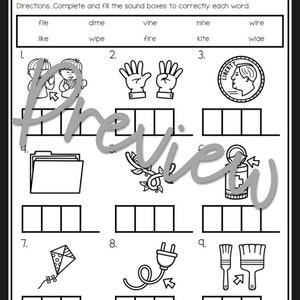 Cvce Elkonin Box Printables, Cvce Word Mapping Worksheets, Silent E ...