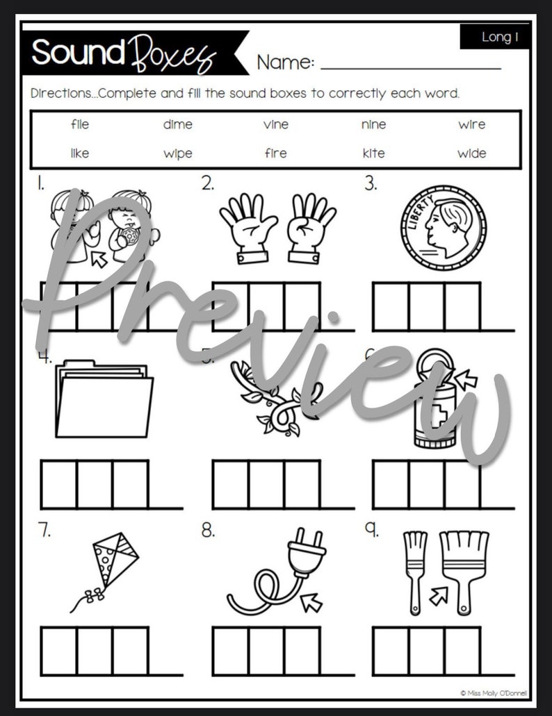 Cvce Elkonin Box Printables, Cvce Word Mapping Worksheets, Silent E ...