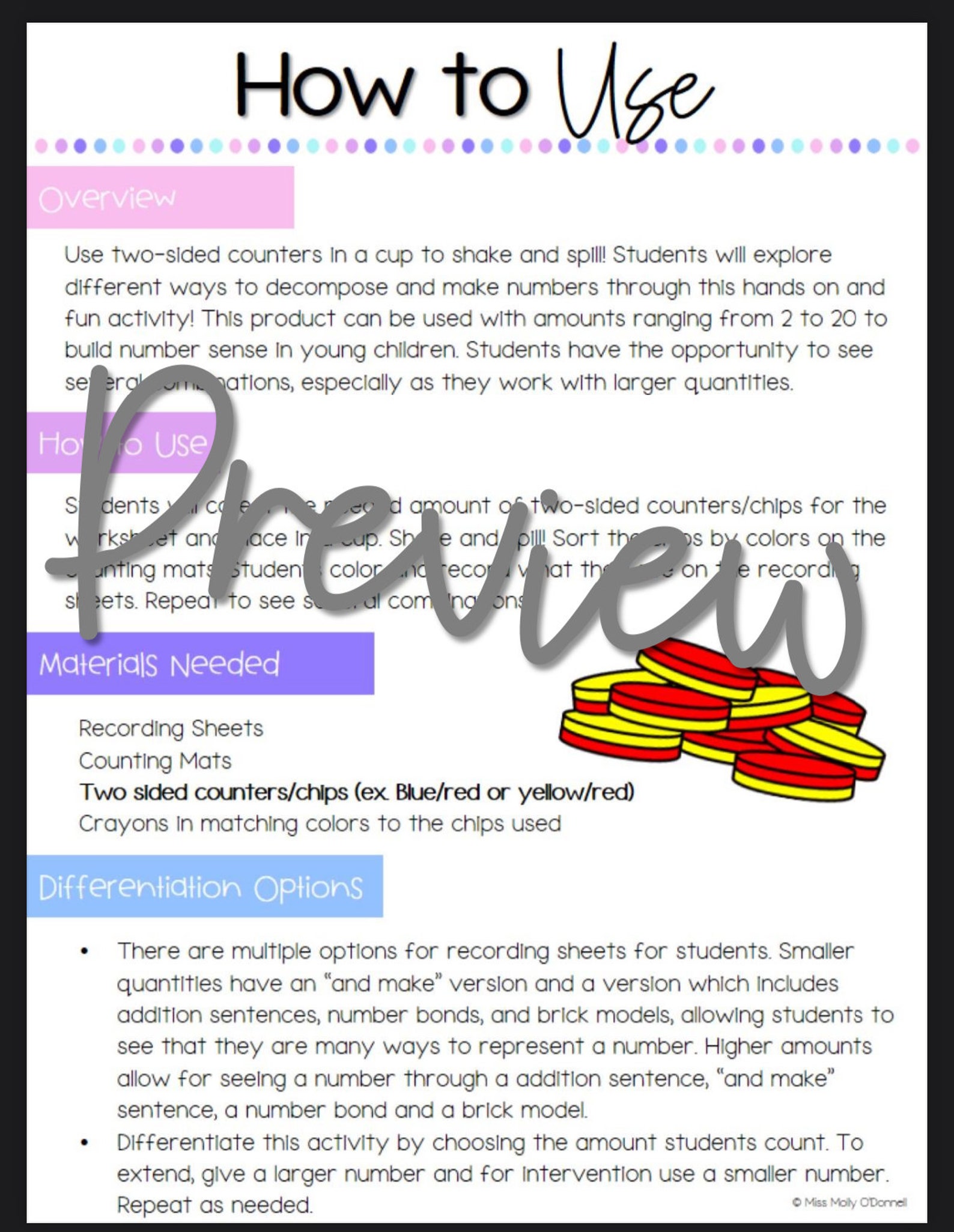 Kindergarten August Shake and Spill Worksheets, Back to School Number ...