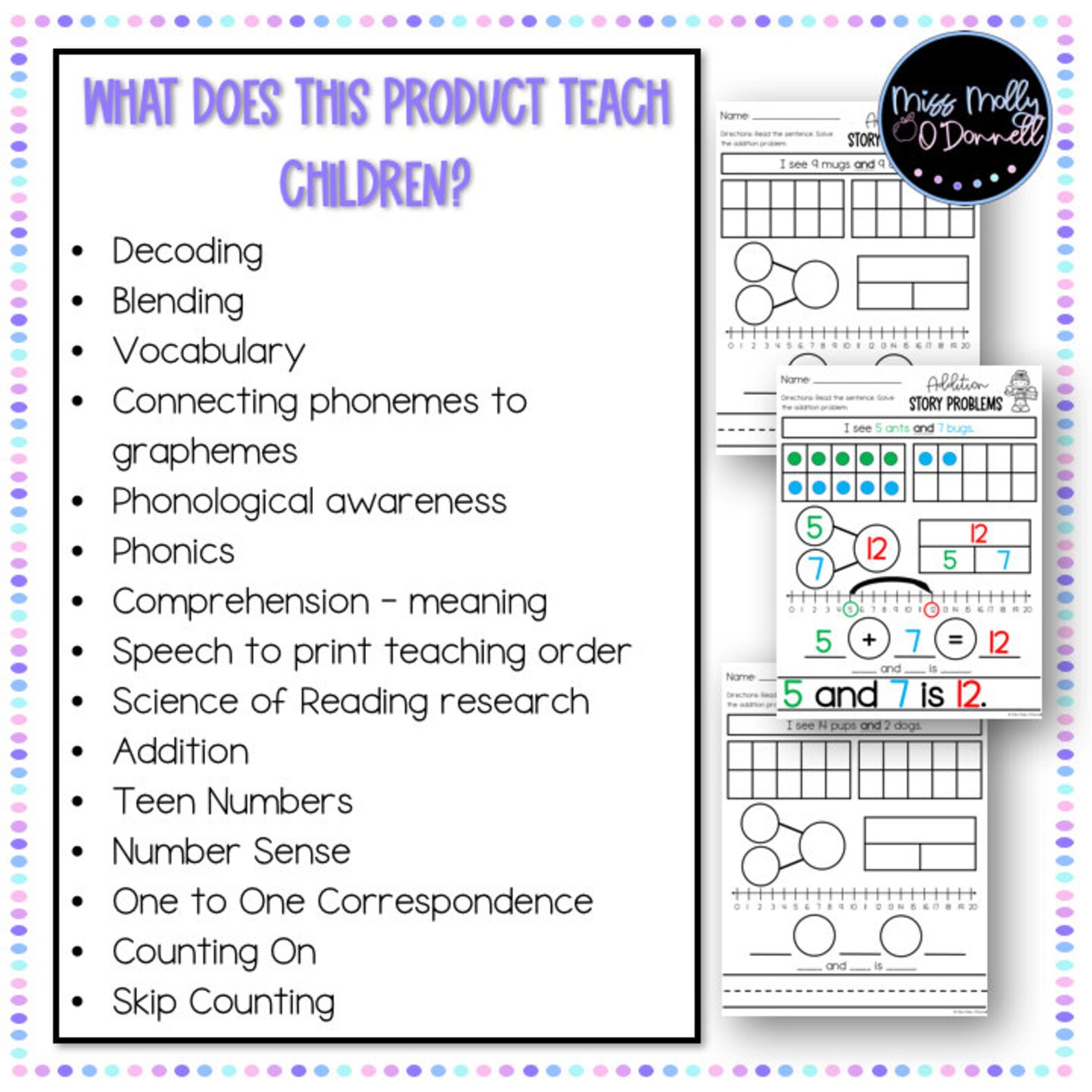 Decodable Kindergarten Addition Word Problems to 10 and to 20, CVC CVCE ...