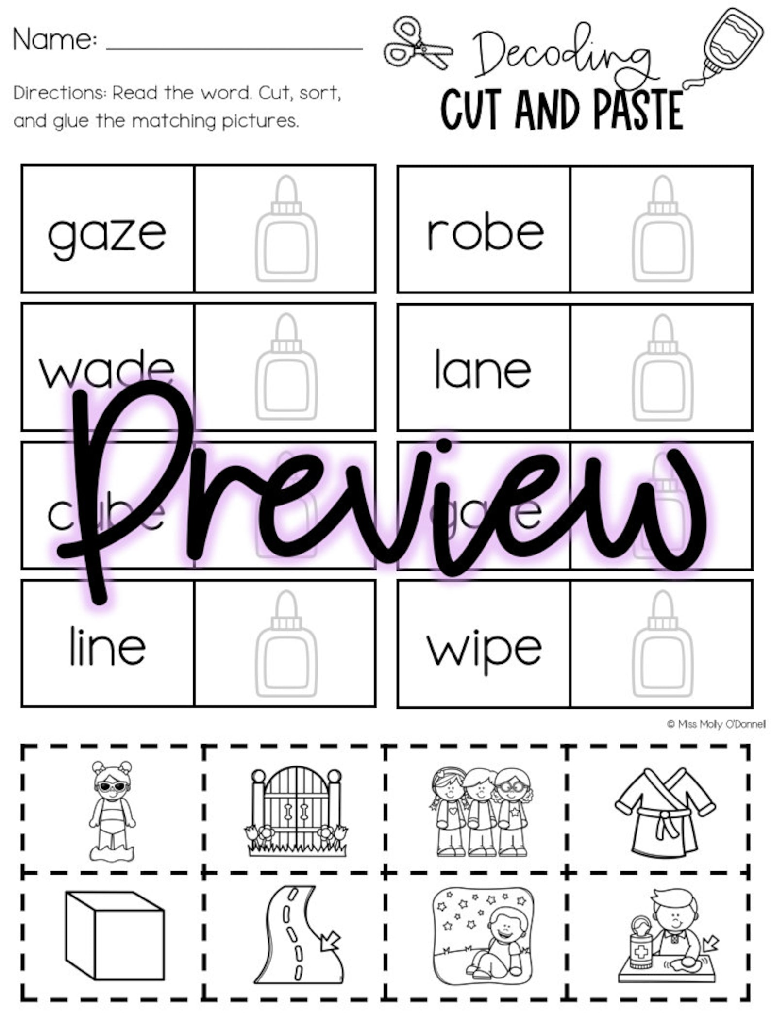 Phonics Silent E Reading Worksheet for Kindergarten Reading Printable ...