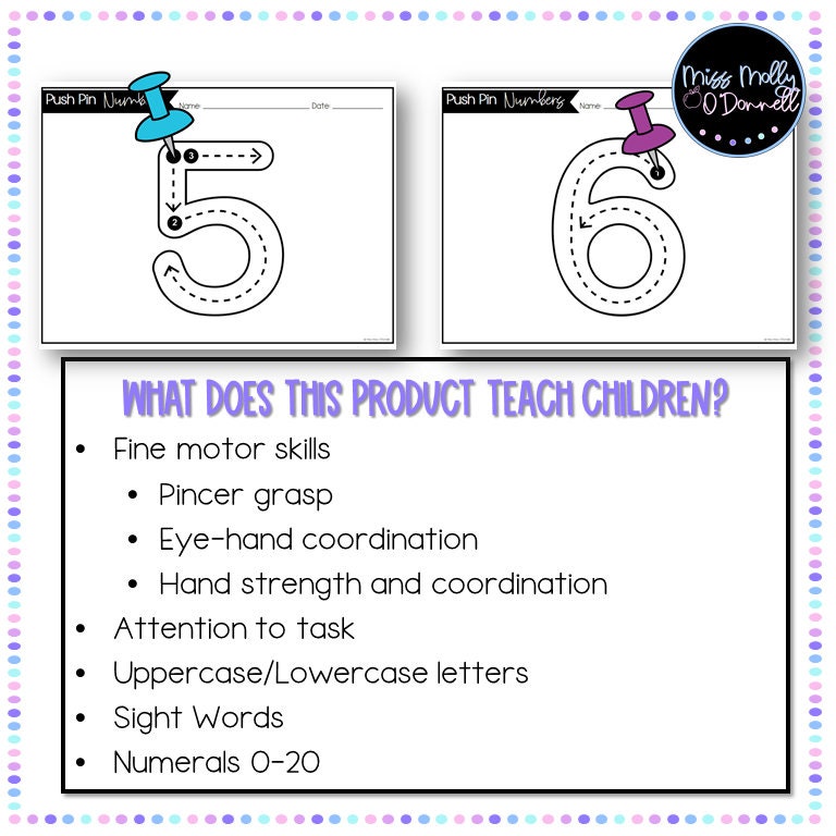 Fine Motor Push Pin BUNDLE, Sight Words, Fine Motor Skill Worksheet ...