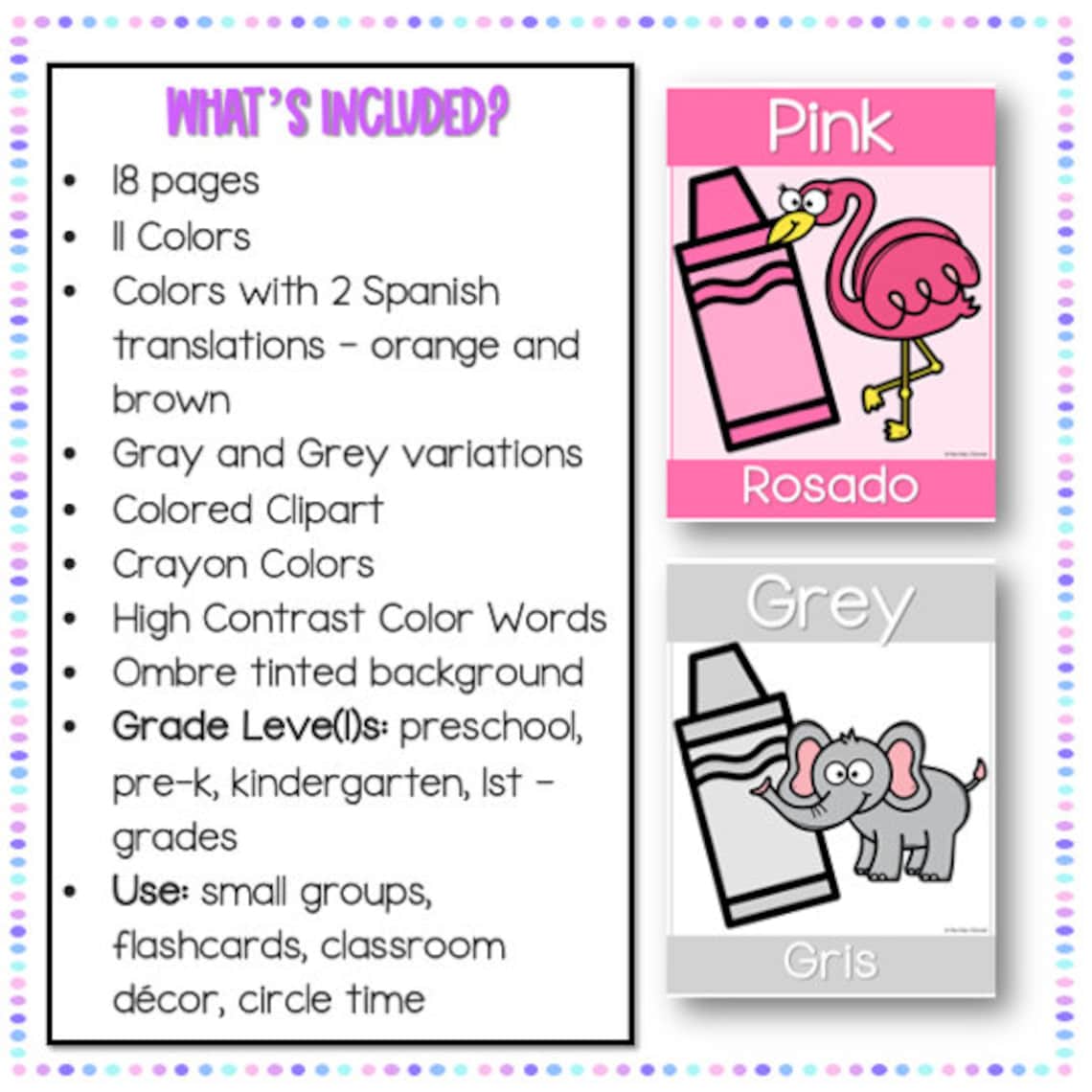 Crayon Color Posters for Homeschool Moms, Colors in Spanish, Classroom ...