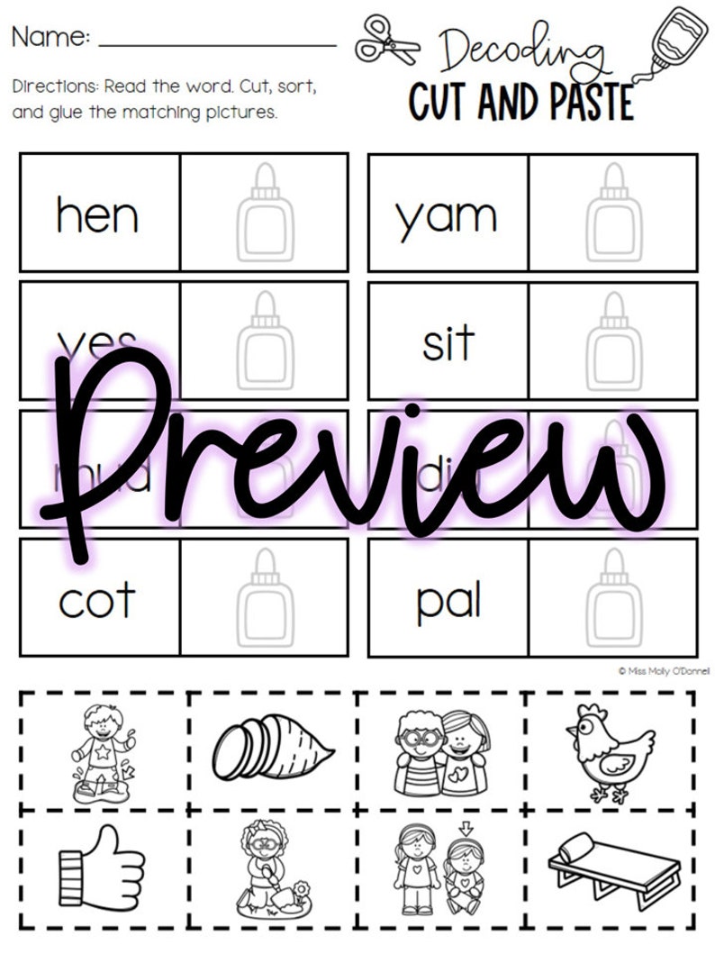 CVC Decoding Worksheet, CVC Reading Activities, Kindergarten Phonics ...