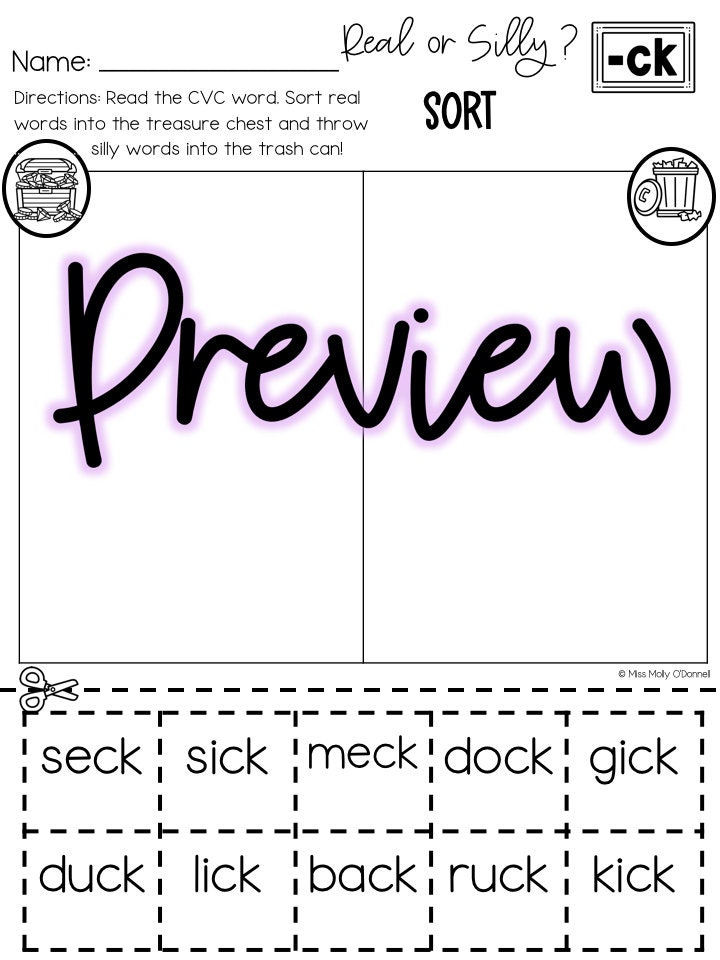 CVC Decoding Words Worksheets, CVC Reading Activities, Kindergarten ...