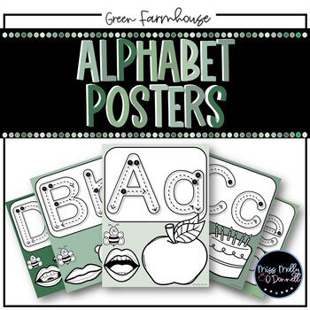 Green Farmhouse Classroom Decor, Kindergarten Alphabet Posters ...