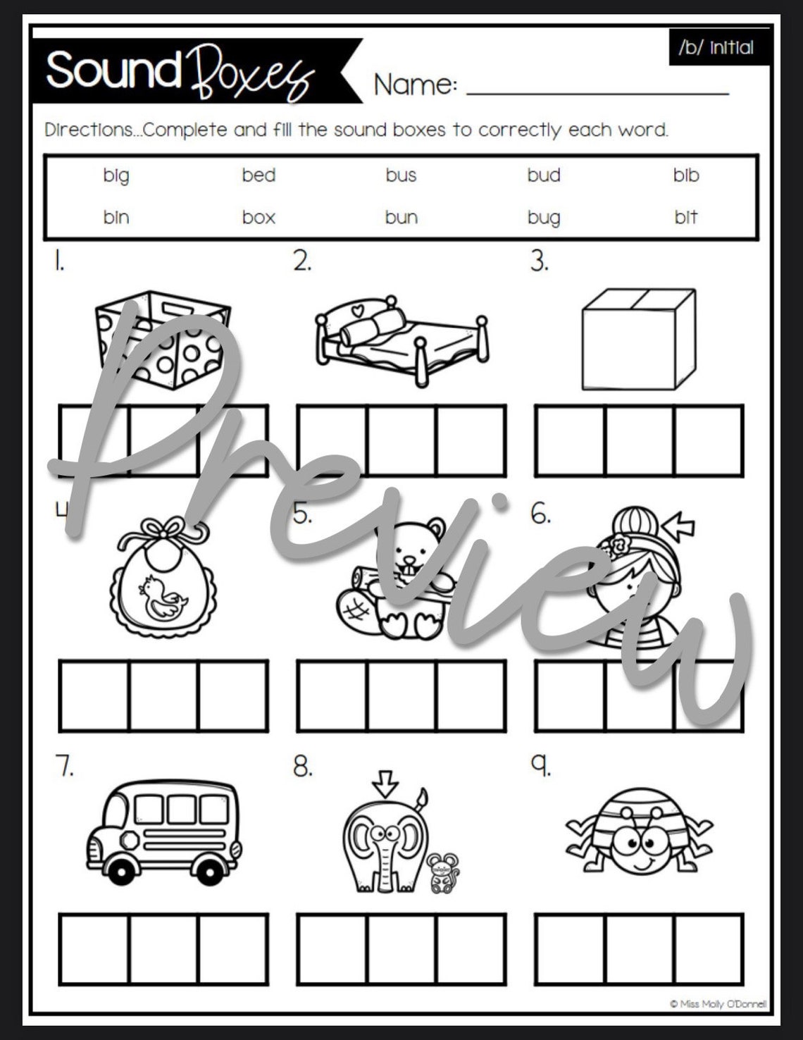 CVC Elkonin Box Printables for Kindergarten, CVC Word Mapping Worksheet ...