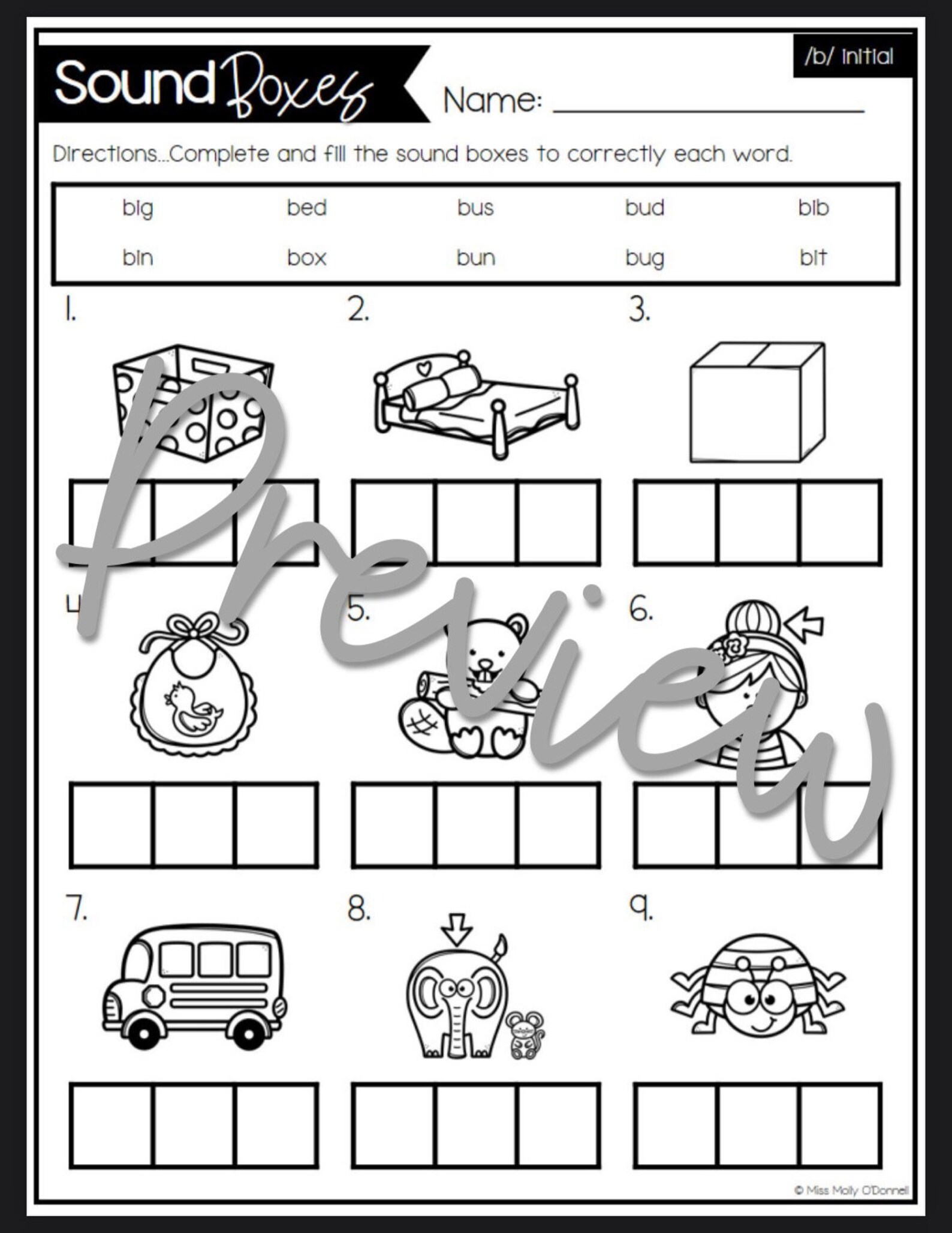 CVC Elkonin Box Printables for Kindergarten, CVC Word Mapping Worksheet ...
