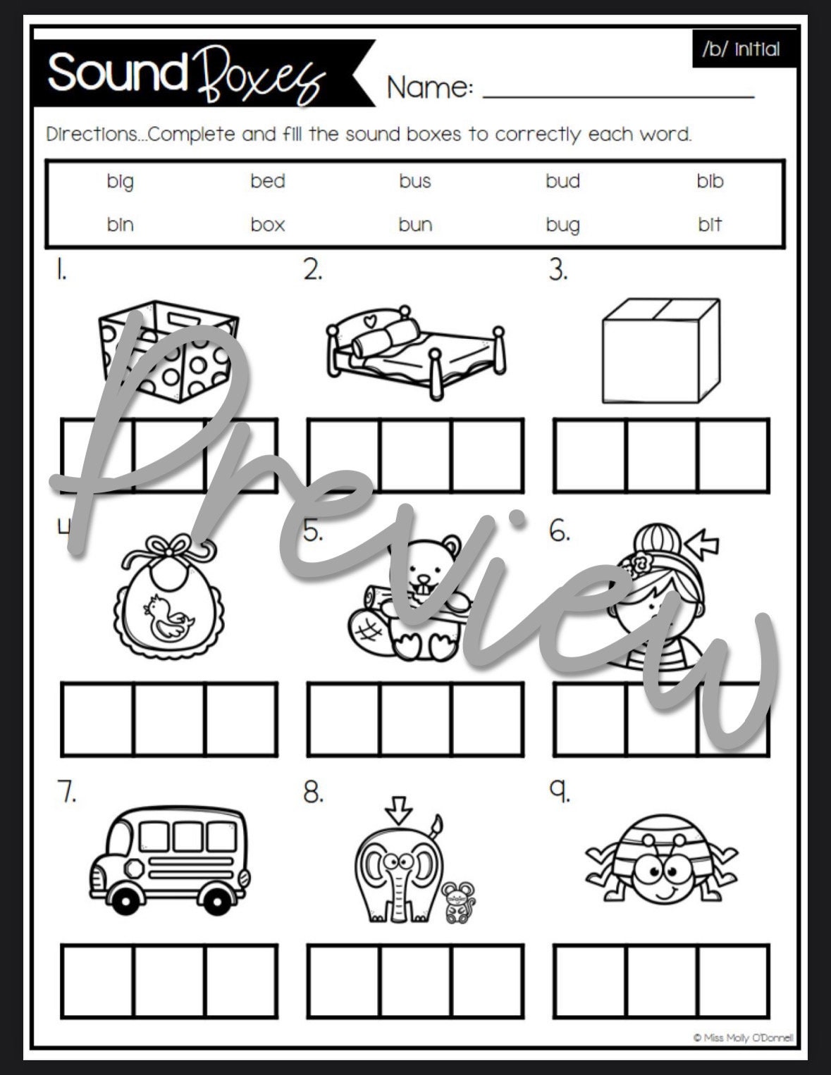 CVC Elkonin Box Printables for Kindergarten, CVC Word Mapping Worksheet ...