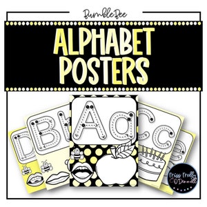 Black and Yellow Bumblebee Classroom Decor, Kindergarten Alphabet ...