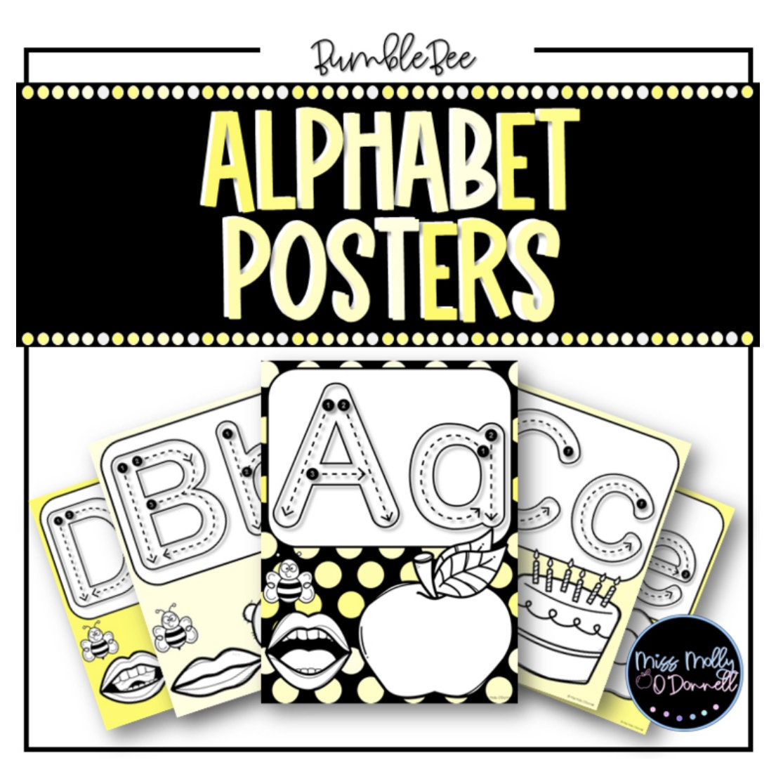 Black and Yellow Bumblebee Classroom Decor, Kindergarten Alphabet ...