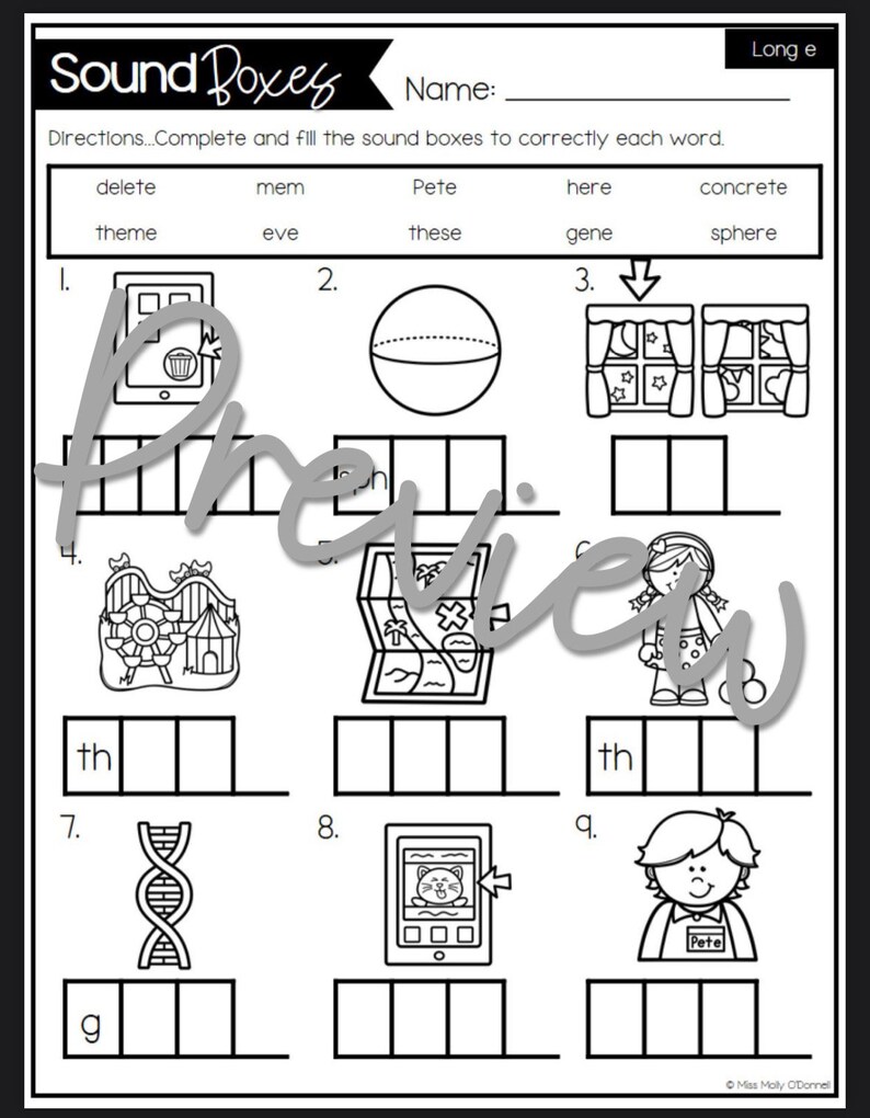 Cvce Elkonin Box Printables, Cvce Word Mapping Worksheets, Silent E ...