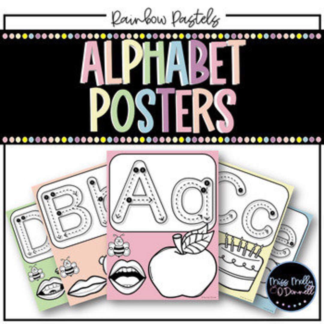 Rainbow Pastel Classroom Decor, Kindergarten Alphabet Posters ...