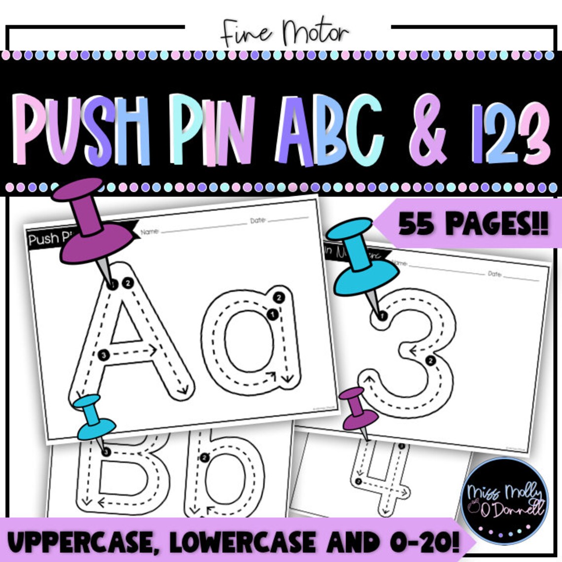 Preschool Fine Motor Worksheet, Kindergarten Push Pin Alphabet Tracing ...