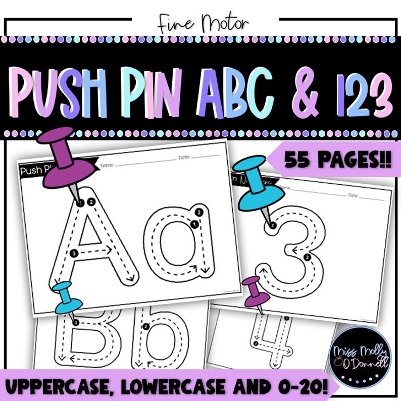 Preschool Fine Motor Worksheet, Kindergarten Push Pin Alphabet Tracing ...