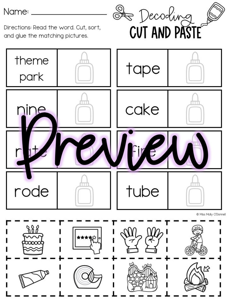 Phonics Silent E Reading Worksheet for Kindergarten Reading Printable ...