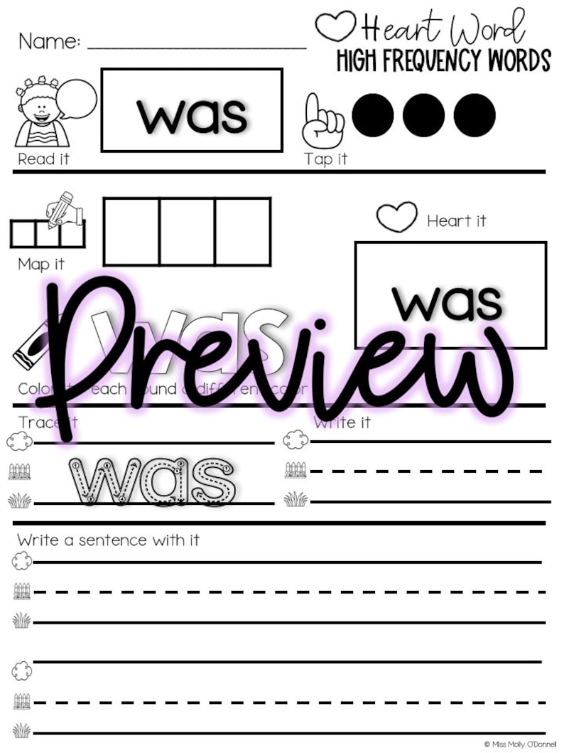 Kindergarten Sight Word Printables, Home School Heart Word Mapping ...