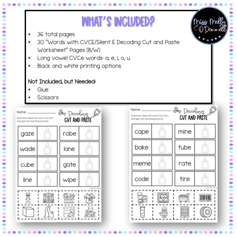 Phonics Silent E Reading Worksheet for Kindergarten Reading Printable ...