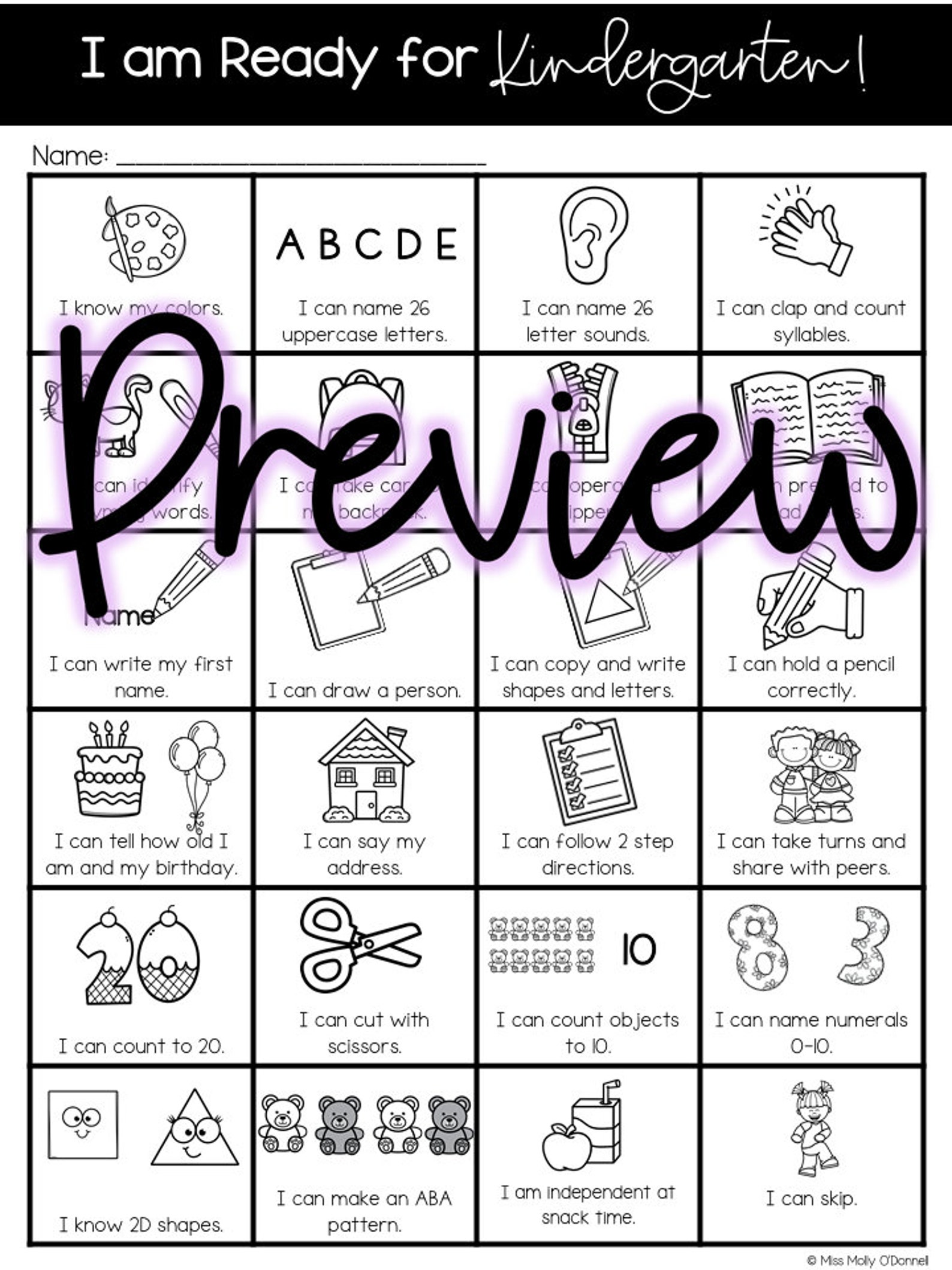 Kindergarten Readiness Checklist, Kindergarten Assessments, Ready for ...