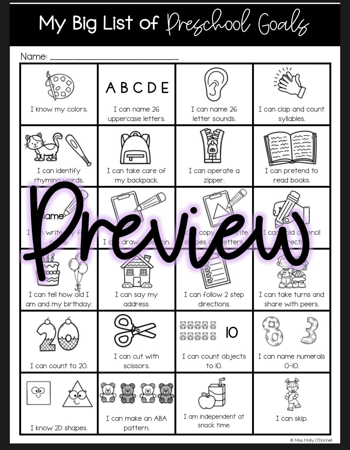 Preschool Assessment, Student Data Tracking Sheets, Data Binder ...