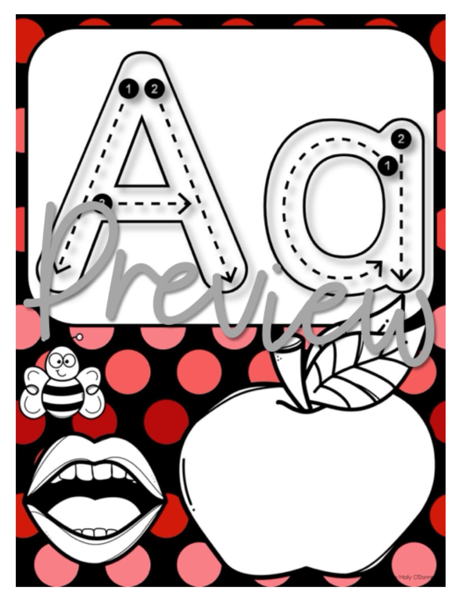 Black and Red Ladybug Classroom Decor, Kindergarten Alphabet Posters ...