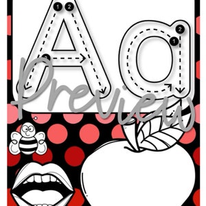 Black and Red Ladybug Classroom Decor, Kindergarten Alphabet Posters ...