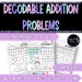 Decodable Kindergarten Addition Word Problems to 10 and to 20, CVC CVCE ...