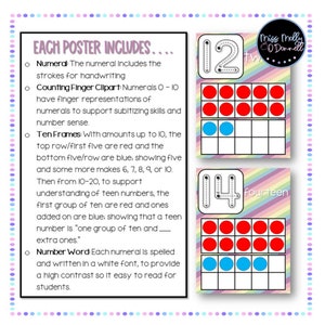 Ten Frame Number Posters 0-20: Rainbow Pastel Classroom Decor, Boho ...