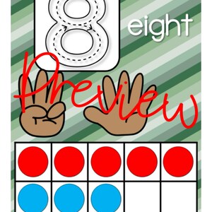 Ten Frame Number Poster 0-20: Eucalyptus Classroom Decor, Green ...