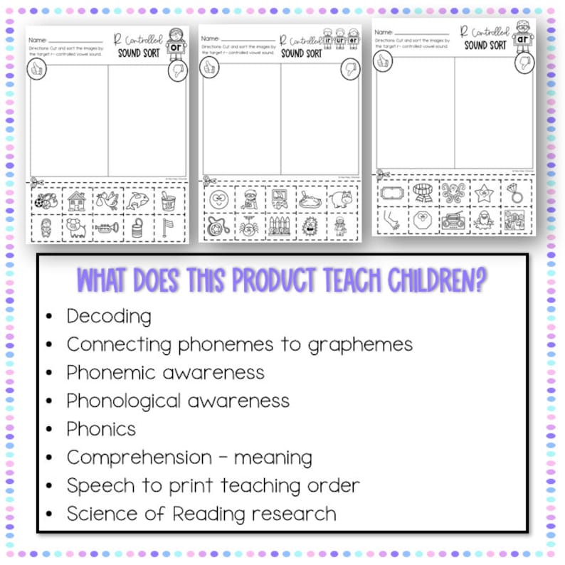 1st Grade R Controlled Vowel Sort Reading Worksheets Ar, Or, Ir/er/ur ...