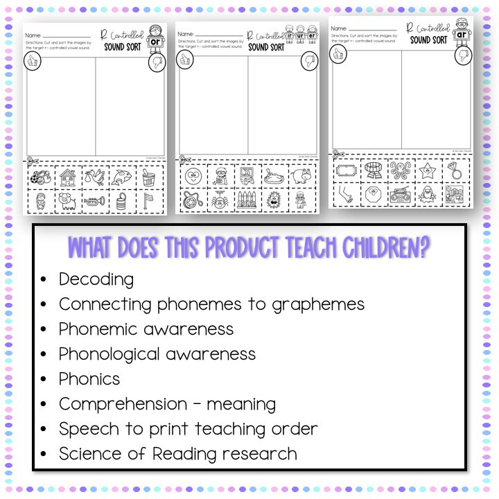 1st Grade R Controlled Vowel Sort Reading Worksheets; Ar, Or, Ir/er/ur ...