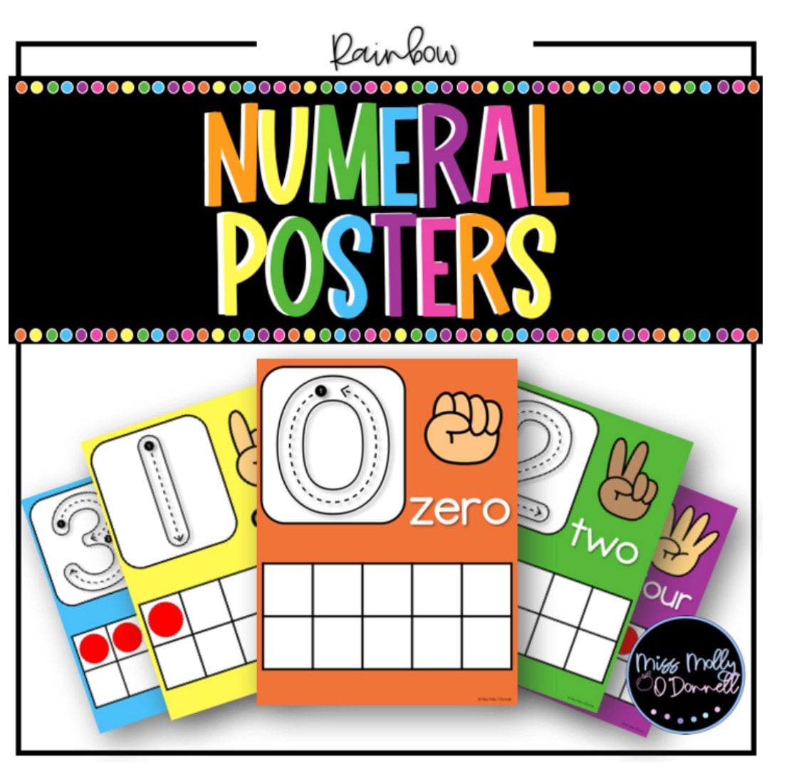 Ten Frame Number Posters: Bight Rainbow Classroom Decor for Homeschool ...